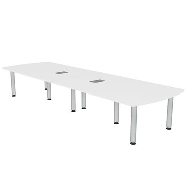 12 Person Rectangular Powered Modular Conference Table Metal Bases ...