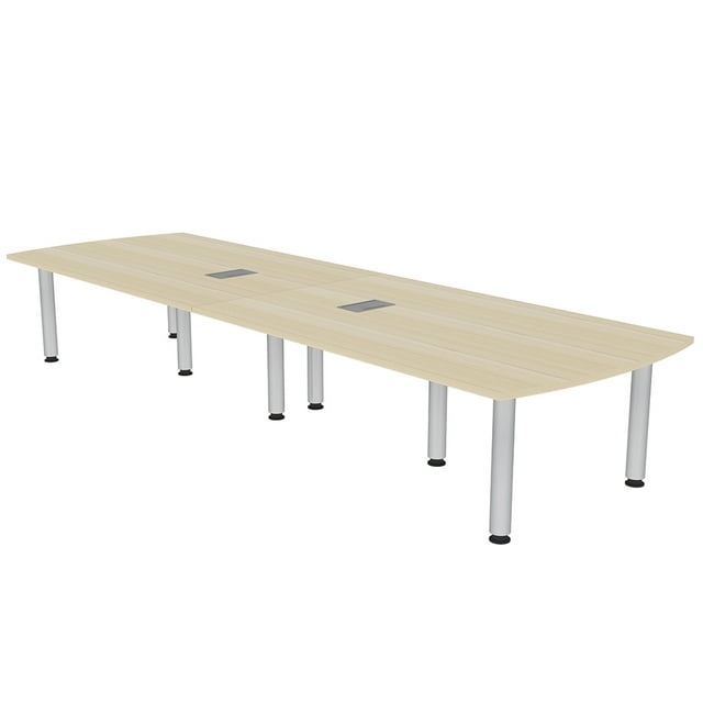 12 Person Arc Rectangle Conference Table with Power Modules Post Legs - Walmart.com