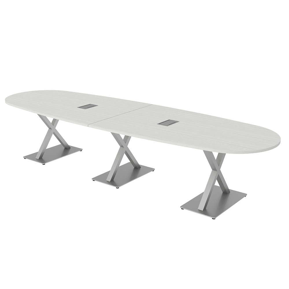 12 Person Boat Oval Conference Table With X Bases Power And Data Units ...