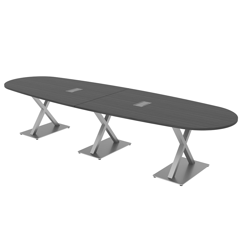 12 Person Boat Oval Conference Table With X Bases Power And Data Units ...