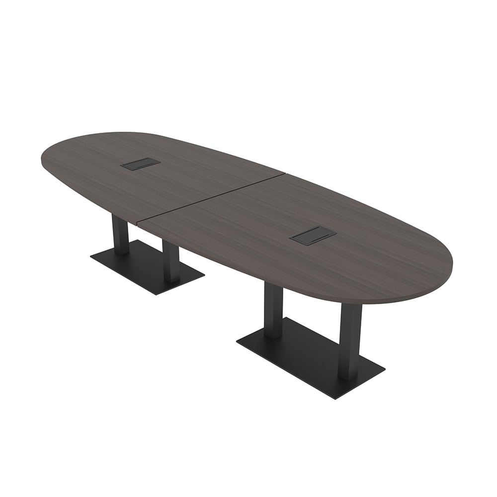 12 Person Boat Oval Powered Conference Table With Square Metal Bases ...