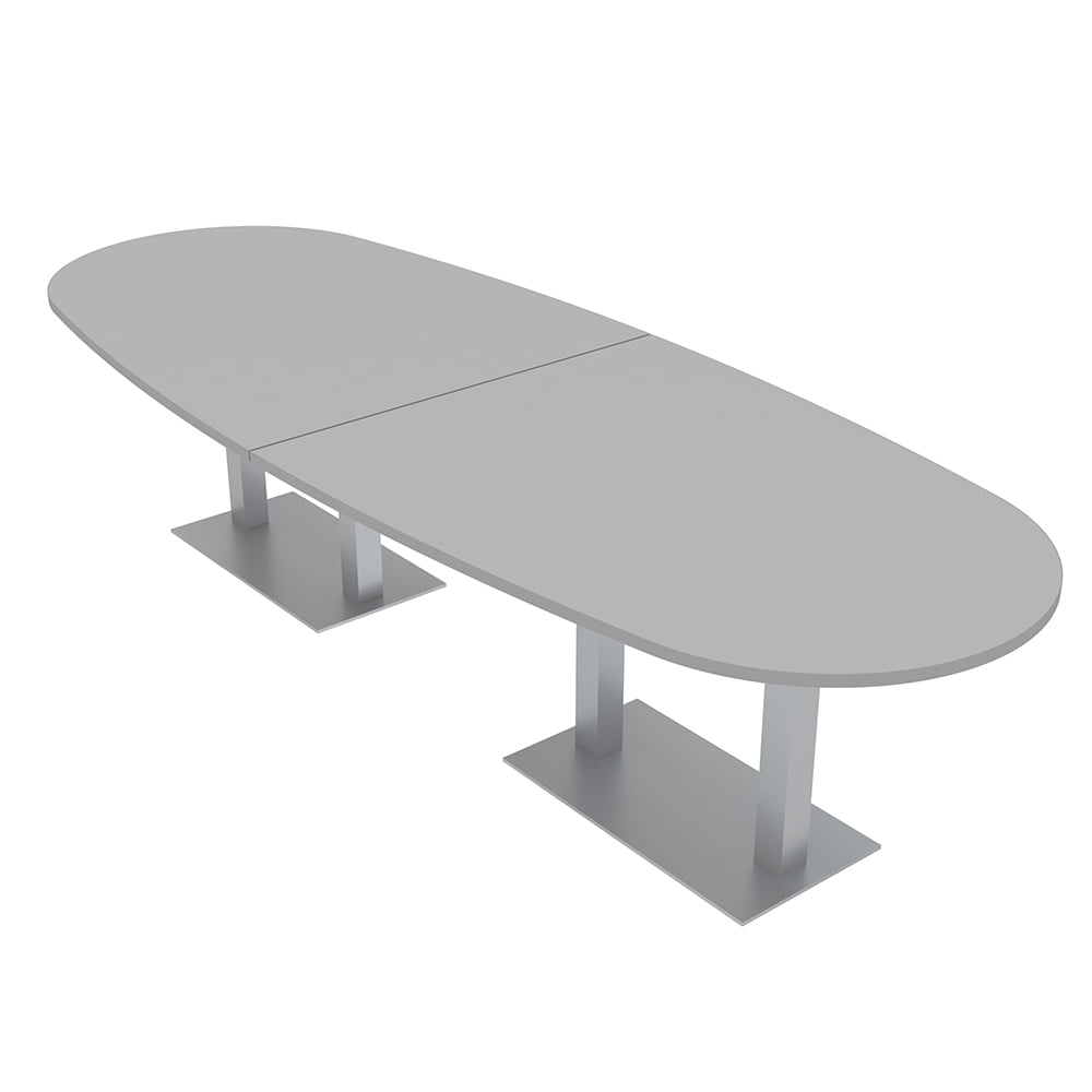12 Person Boat Oval Powered Conference Table With Square Metal Bases ...