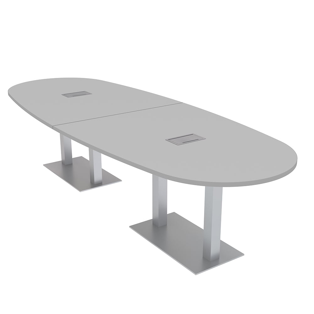 12 Person Boat Oval Powered Conference Table With Square Metal Bases ...