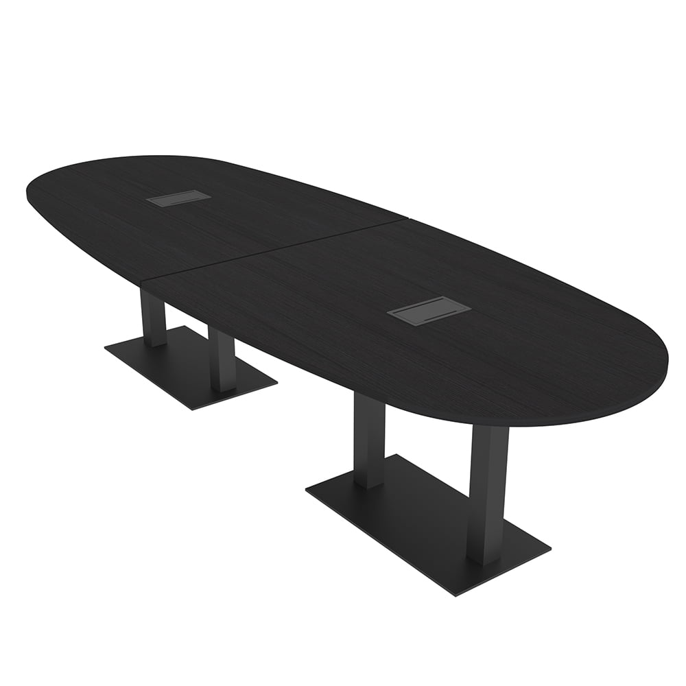 12 Person Boat Oval Powered Conference Table With Square Metal Bases ...