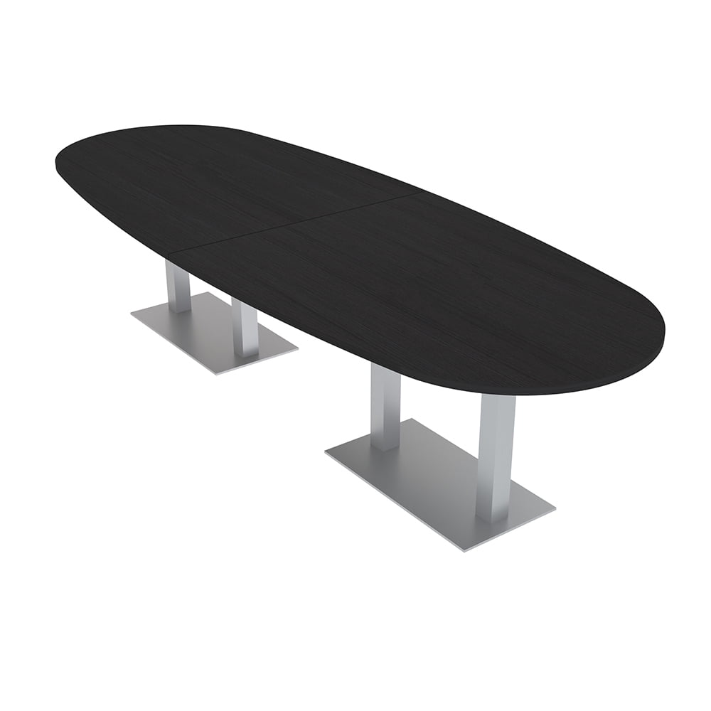 12 Person Boat Oval Powered Conference Table With Square Metal Bases ...