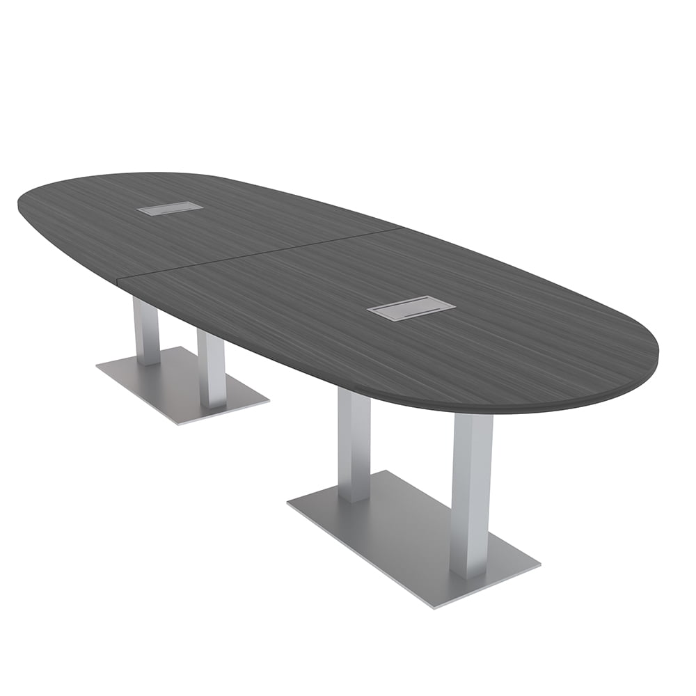 12 Person Boat Oval Powered Conference Table With Square Metal Bases ...
