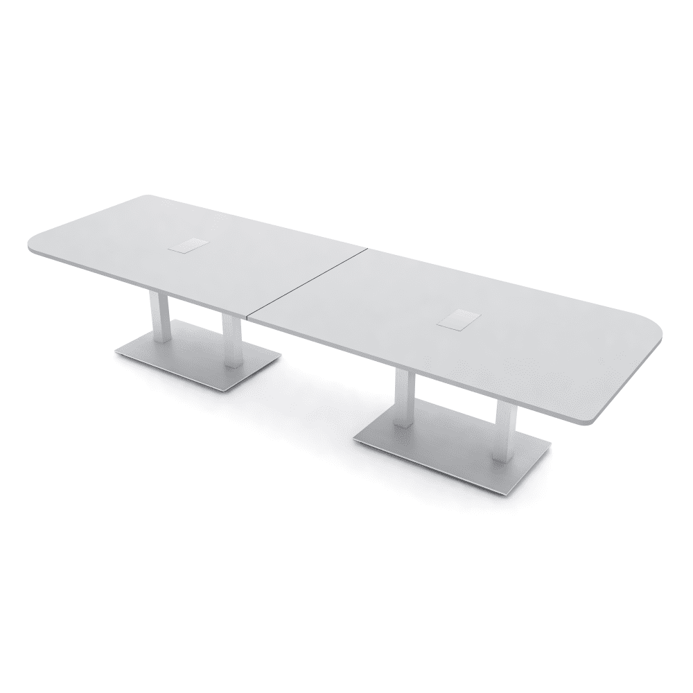 12 Person Duo Shaped Powered Conference Room Table With Metal Bases ...