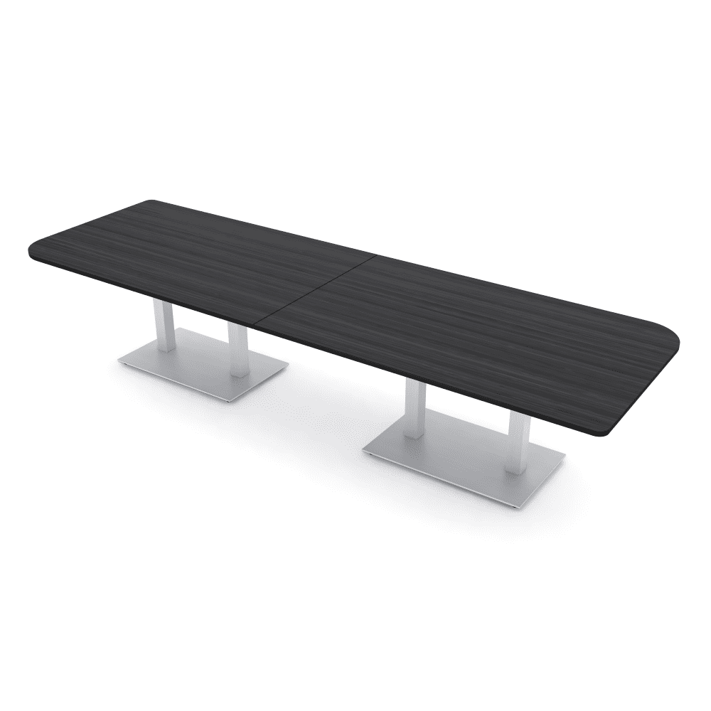 12 Person Duo Shaped Powered Conference Room Table With Metal Bases ...