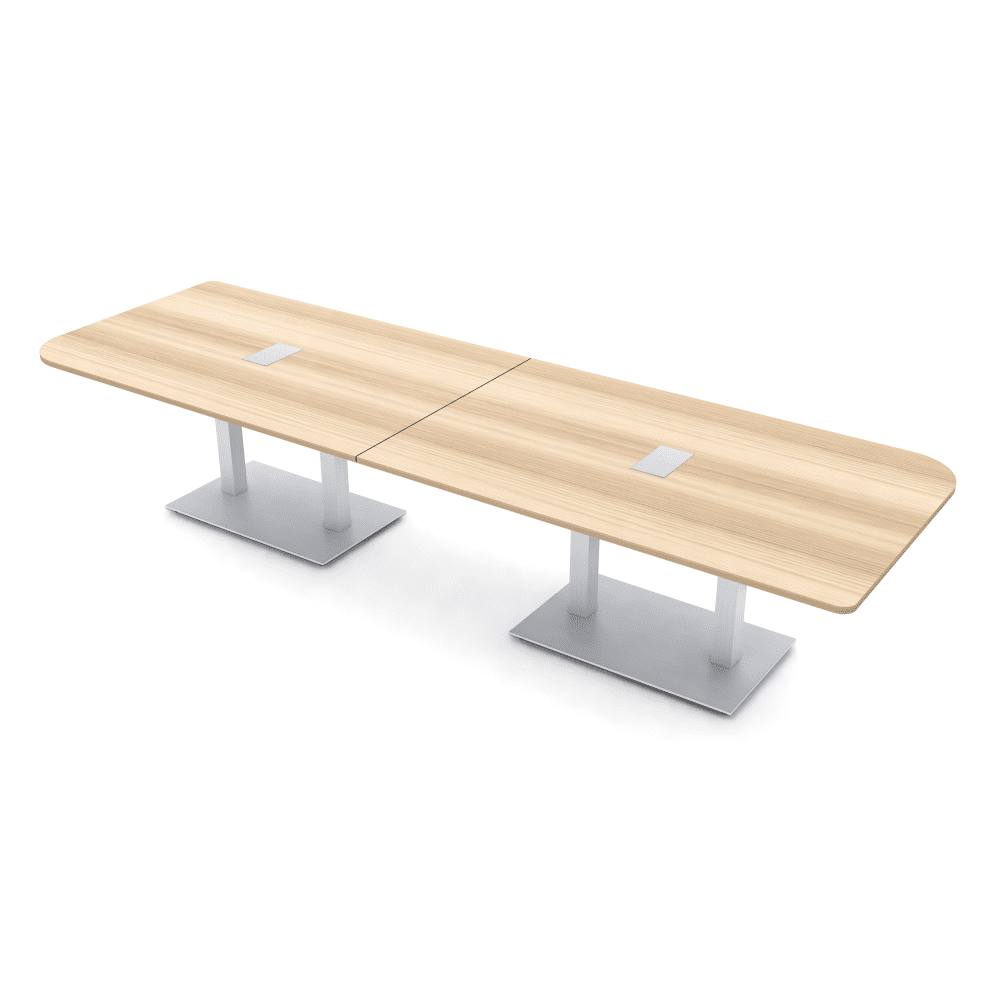 12 Person Duo Shaped Powered Conference Room Table With Metal Bases ...