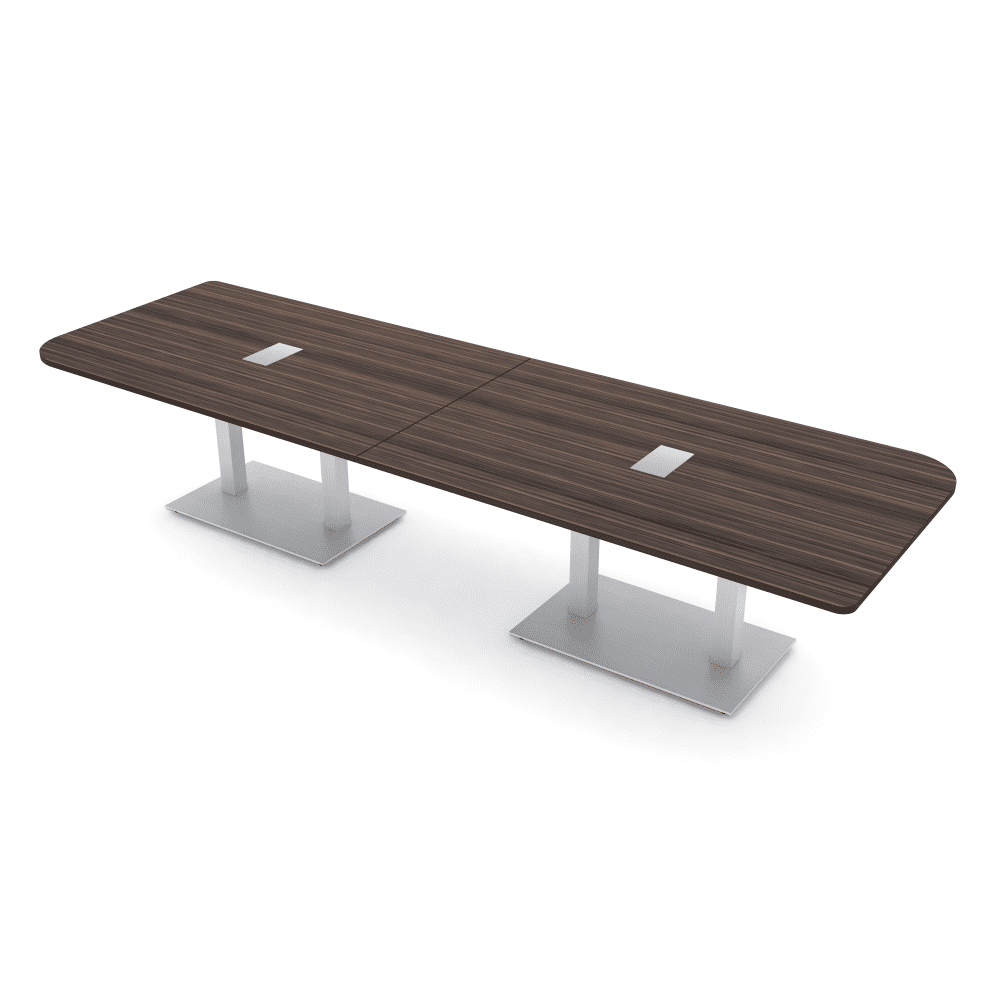 12 Person Duo Shaped Powered Conference Room Table With Metal Bases ...
