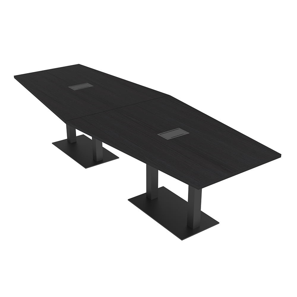 12 Person Hexagon Conference Room Table With Double Black Bases 12Ft ...