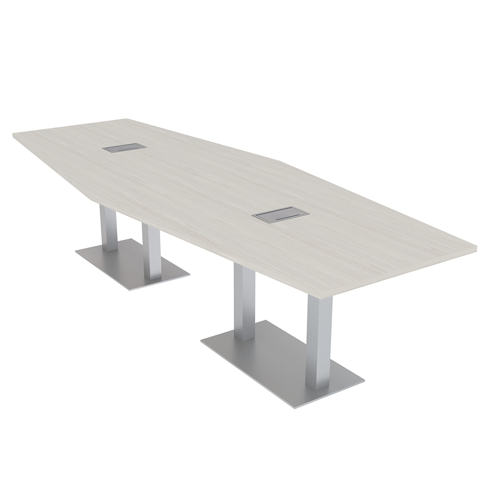 12 Person Hexagon Conference Room Table With Square Metal Bases 12Ft ...