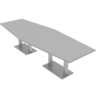 12 Person Modular Boat Shaped Powered Conference Table Metal Bases ...