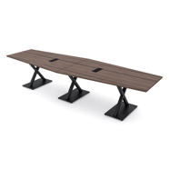 12' Modular Oval Conference Table With X Bases And Electric Units ...
