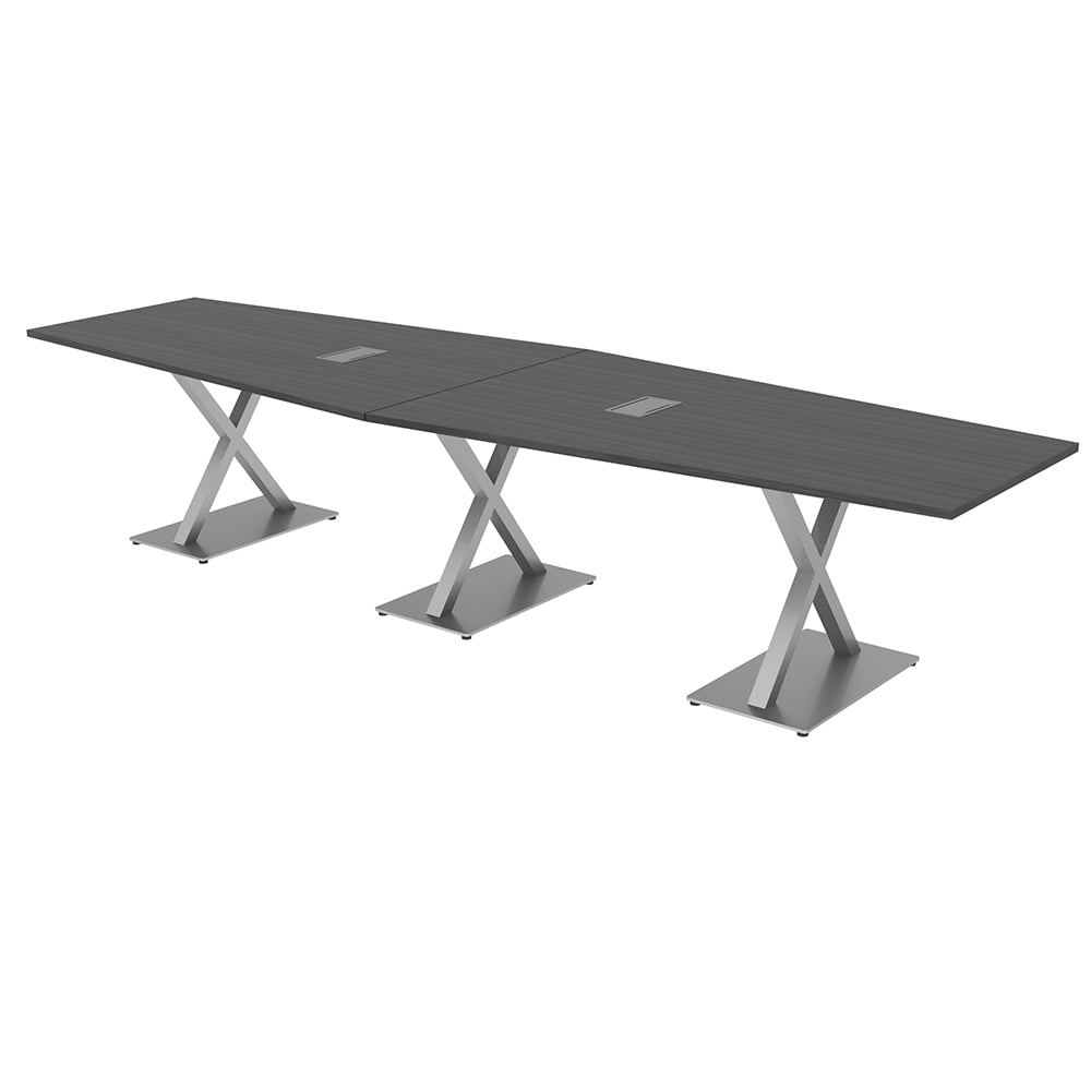 12 Person Hexagon Conference Room Table X Shaped Bases Power And Data ...