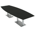 12 Person Modular Boat Shaped Powered Conference Table Metal Bases ...