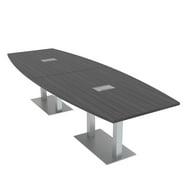 12' Modular Oval Conference Table With Metal Bases And Electric Units ...