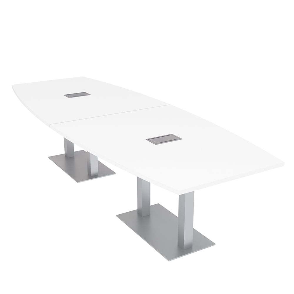 12 Person Modular Boat Shaped Powered Conference Table Metal Bases ...
