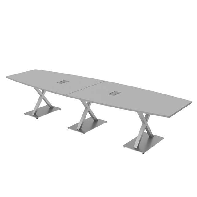 12 Person Modular Boat Shaped Powered Conference Table With X Bases ...