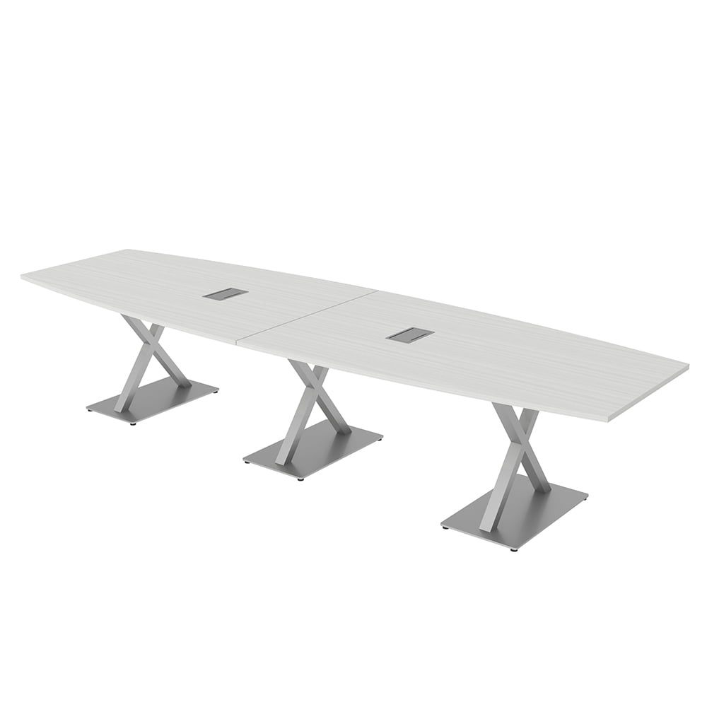 12 Person Modular Boat Shaped Powered Conference Table With X Bases ...