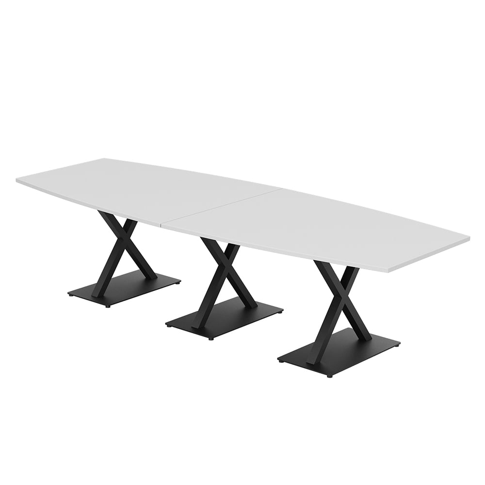12 Person Modular Boat Shaped Powered Conference Table With X Bases ...