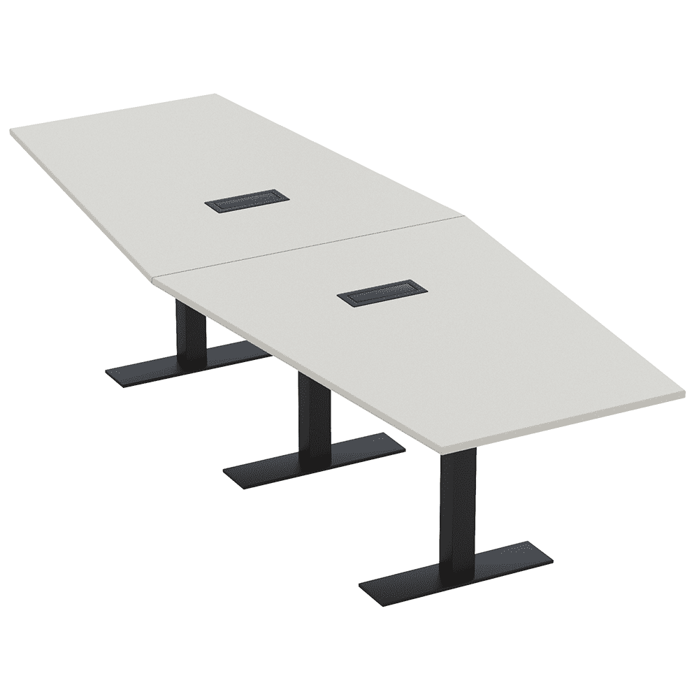12 Person Modular Hexagon Conference Table Metal Bases Electric Units ...