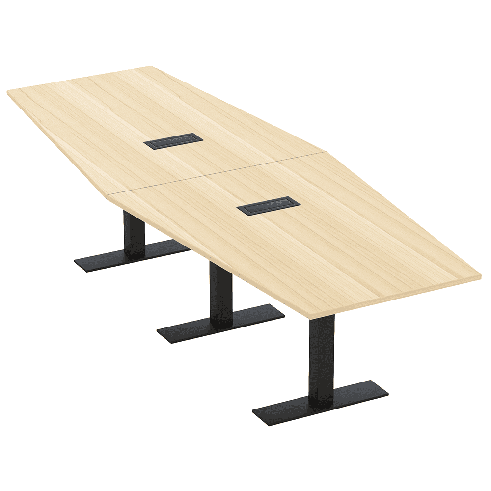 12 Person Modular Hexagon Conference Table Metal Bases Electric Units ...