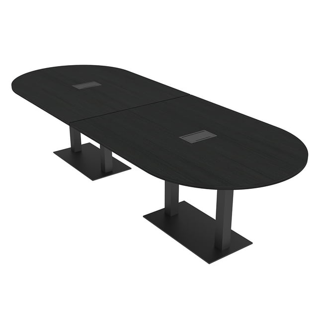 12 Person Modular Racetrack Conference Table Metal Bases With Electric ...