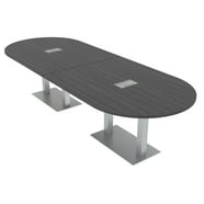 12' Modular Oval Conference Table With Metal Bases And Electric Units ...
