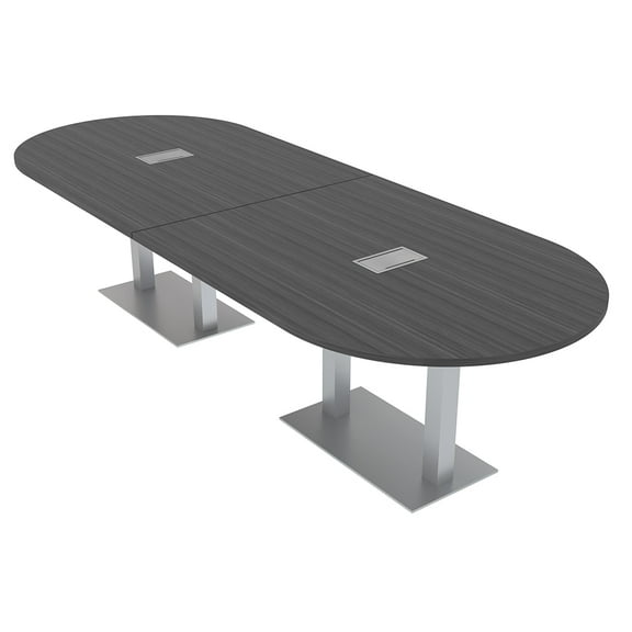 12 Person Rectangular Powered Modular Conference Table Metal Bases ...