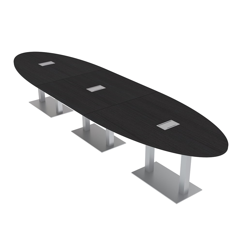 12 Person Powered Modular Oval Conference Table With Metal Bases 14 ...