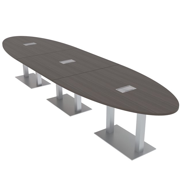 12 Person Powered Modular Oval Conference Table With Metal Bases 14 ...