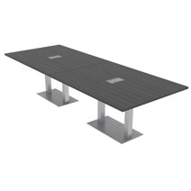 12 Person Rectangular Powered Modular Conference Table Metal Bases ...