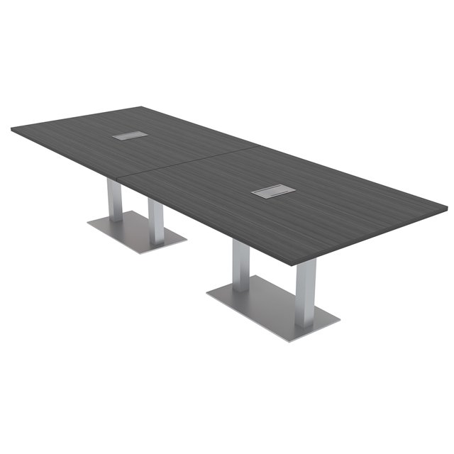 12 Person Rectangular Powered Modular Conference Table Metal Bases ...