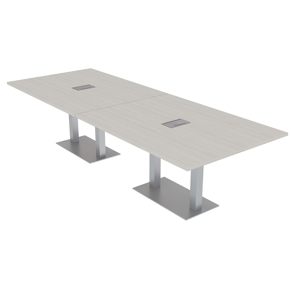 12 Person Rectangular Powered Modular Conference Table Metal Bases ...