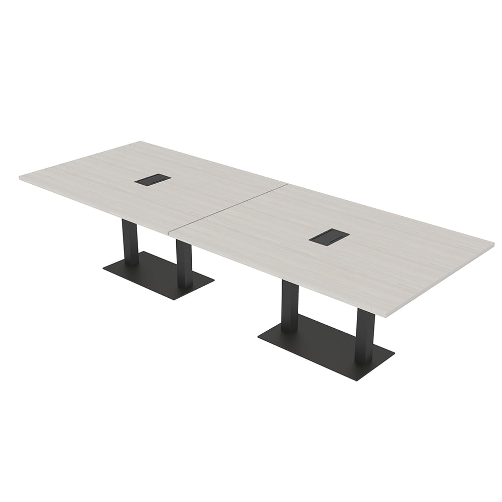 12 Person Rectangular Powered Modular Conference Table Metal Bases ...