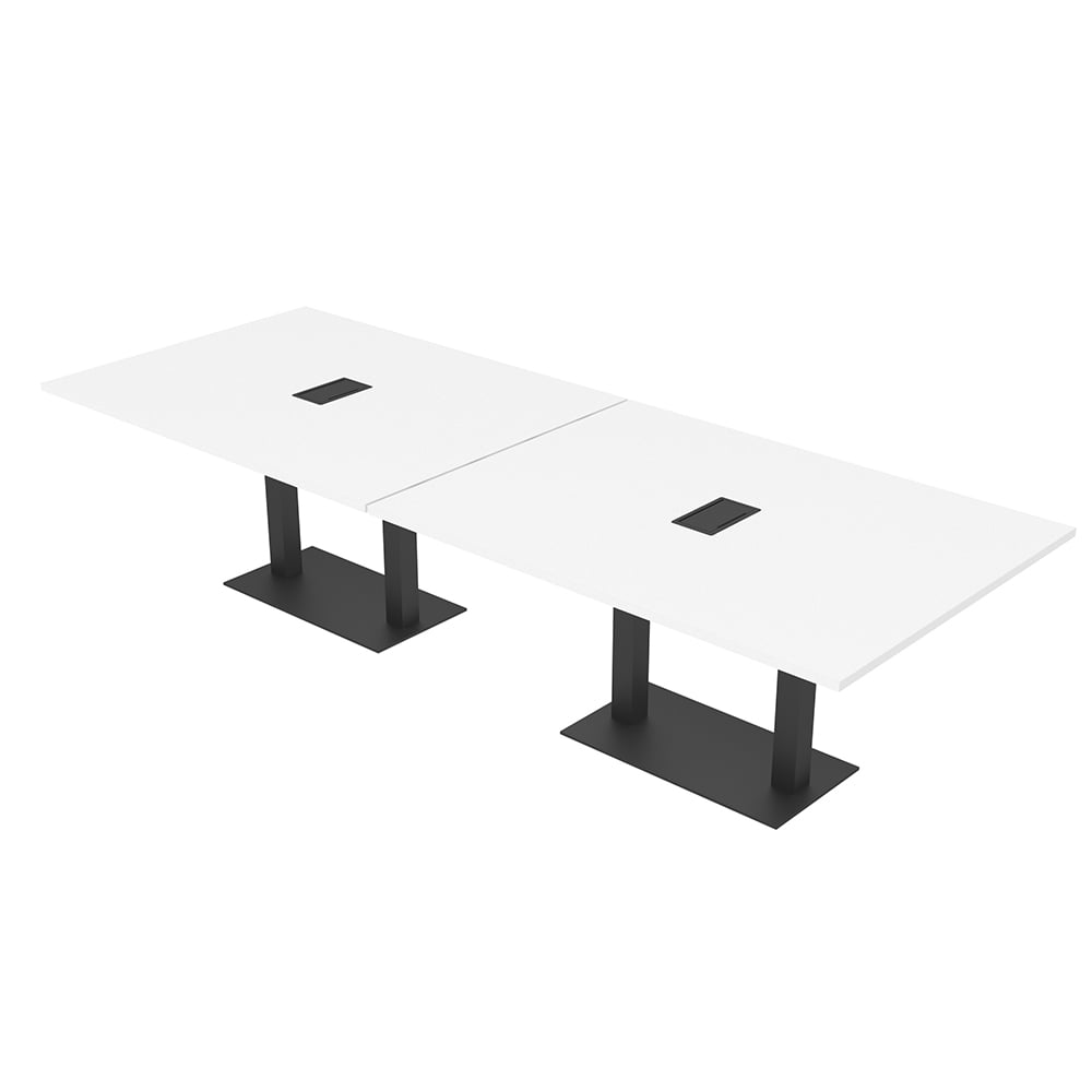 12 Person Rectangular Powered Modular Conference Table Metal Bases ...