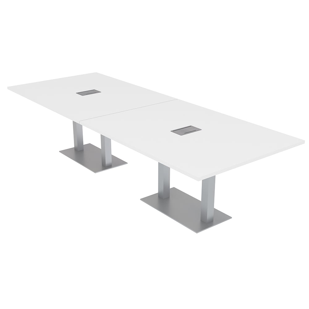 12 Person Rectangular Powered Modular Conference Table Metal Bases ...