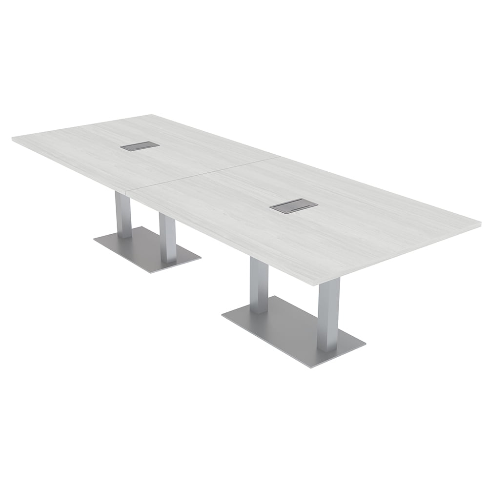 12 Person Rectangular Powered Modular Conference Table Metal Bases ...