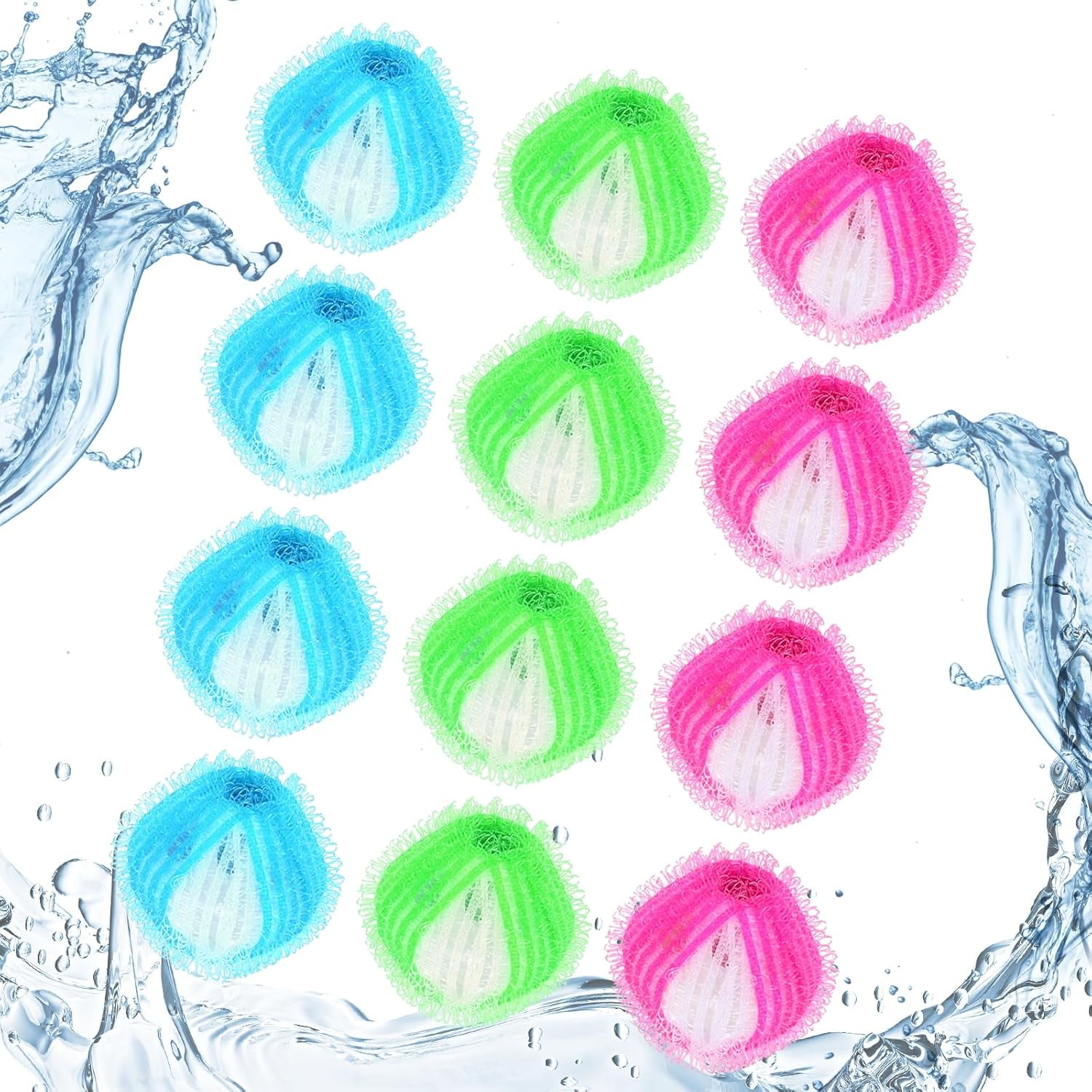 12 Pet Hair Remover Balls for Laundry: Reusable Washing Machine & Dryer ...