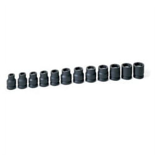 12 Piece 1/2" Drive 6 Point Standard Length Metric Magnetic Impact ...