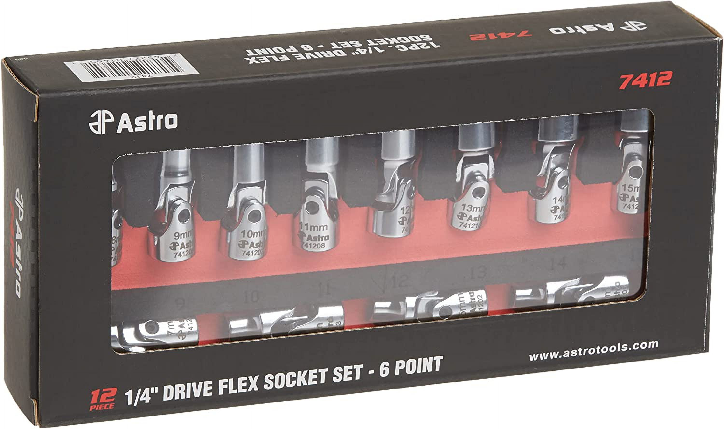 12-Piece 1/4" Drive Socket Set - 6 Point Metric Tools for Tight Spaces ...