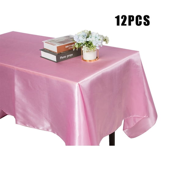 12-Piece 57x118 Inch Satin Tablecloth Set – Shiny Rectangular Table ...