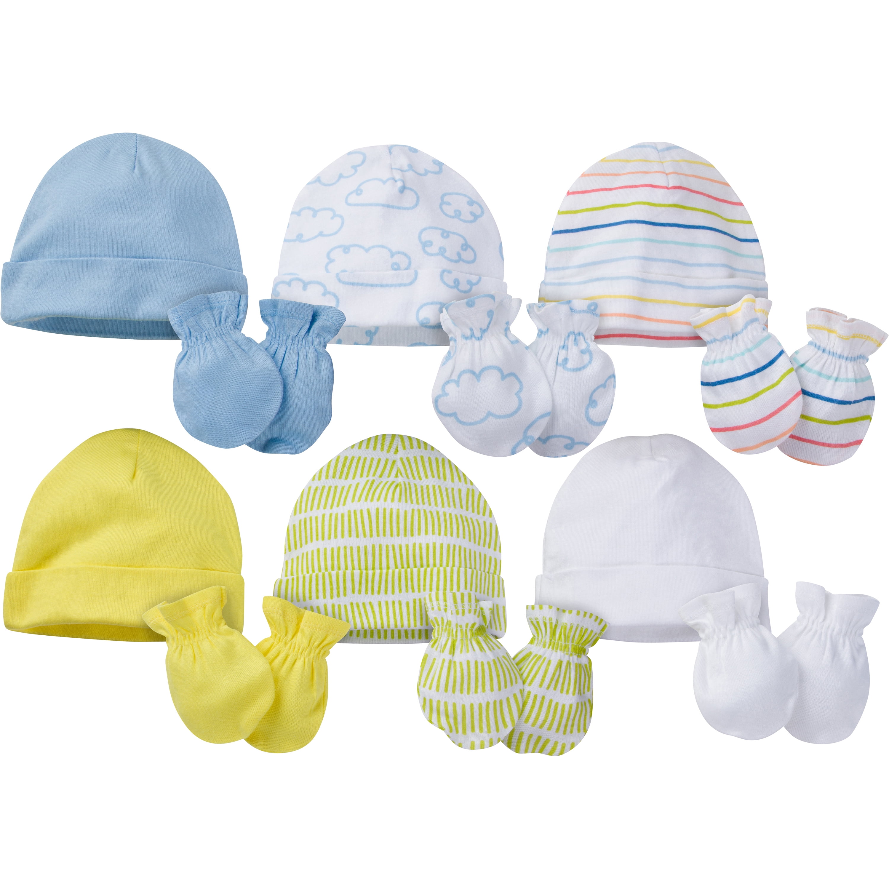 12-Piece Baby Neutral Stars Caps and Mitten Set - Walmart.com
