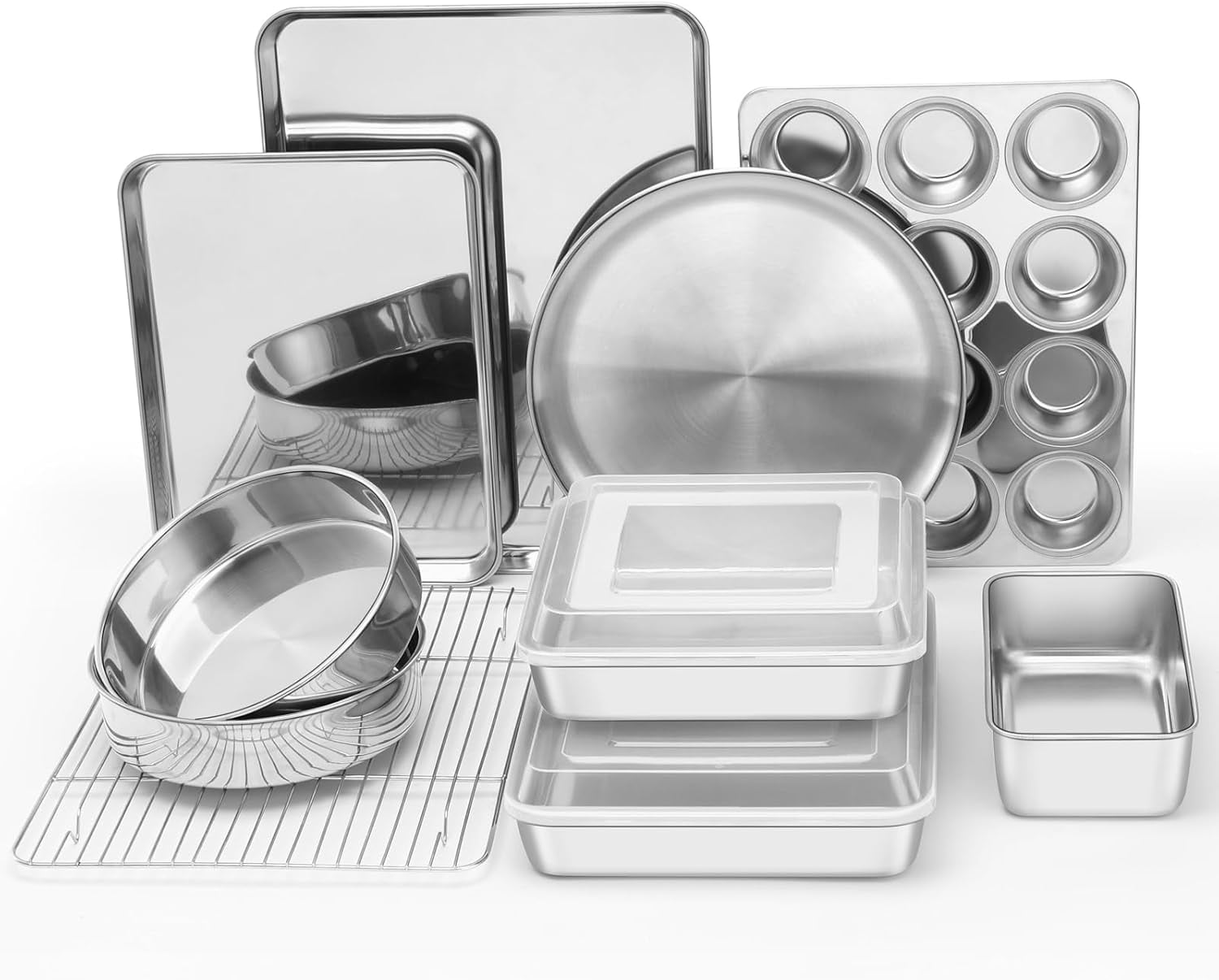 12-Piece Bakeware Set Stainless Steel Baking Pan Set Includes Cookie ...