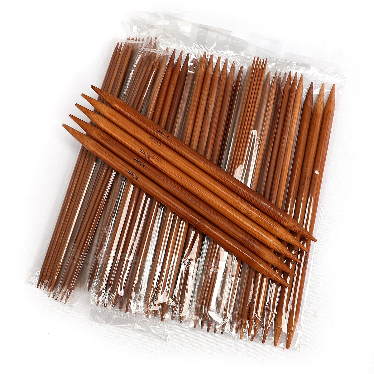 12-Piece Bamboo Double-Pointed Knitting Needles Set - Carbonized Wood ...