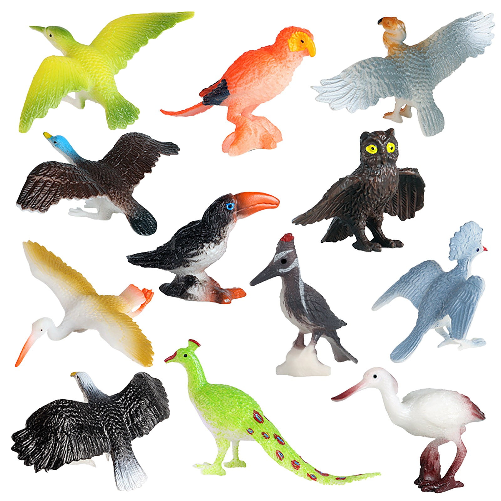 12 Piece Bird Model Set Realistic Flying Animal Figures Toy - Walmart.com