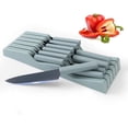 12-Piece Blue Modern Knife Block Set with Drawer Organizer, Stainless ...