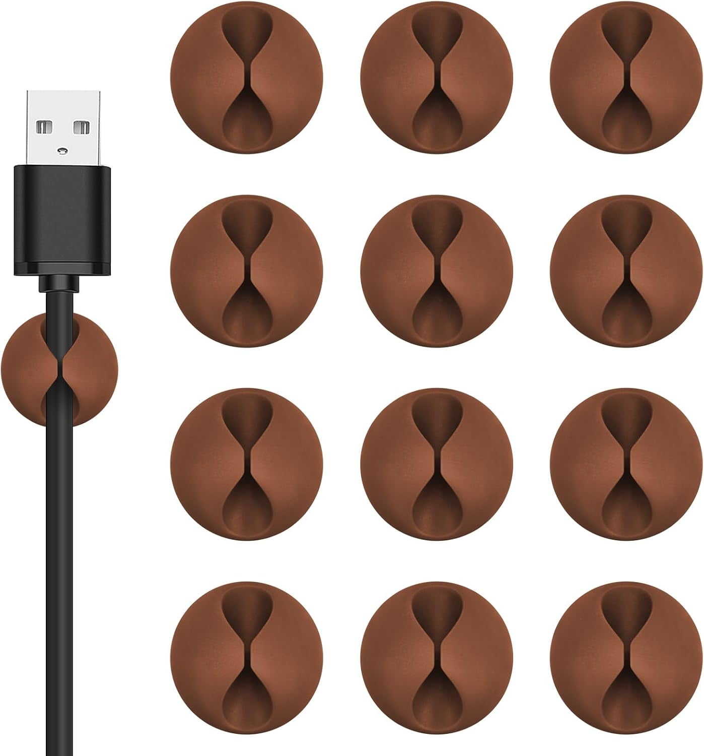 12-Piece Cable Clips Set, Black Adhesive Cable Organizer for Chargers ...