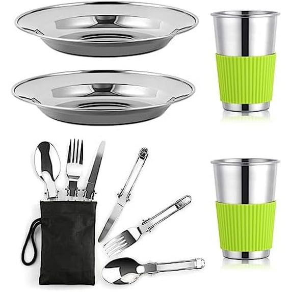 12 Piece Camping Mess Kit,Camping Cooking Utensils Accessories with ...